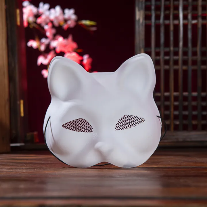 1pc Mesh Yarn Eyes Cat Face White Mask Matte Fox DIY Blank PVC Masks ...
