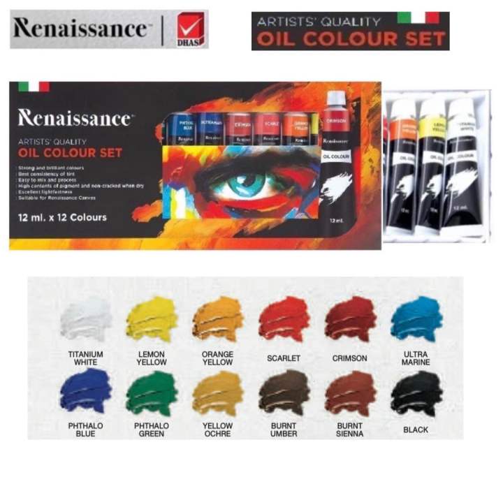 Renaissance oil Colour set 12 colors oil painting 12. Fixed shade, no ...