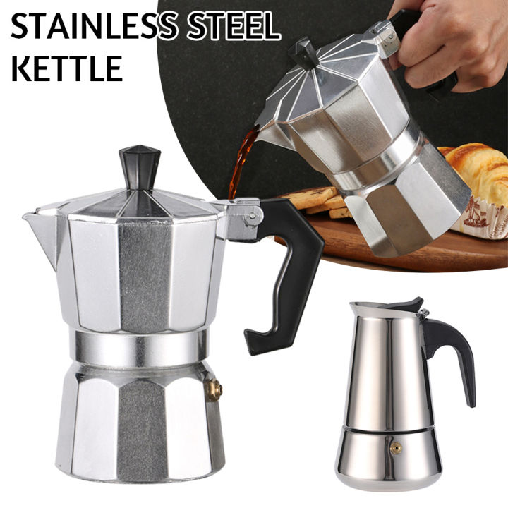 Octagonal Moka Pot Aluminum/Stainless Steel Stovetop Espressos Maker ...