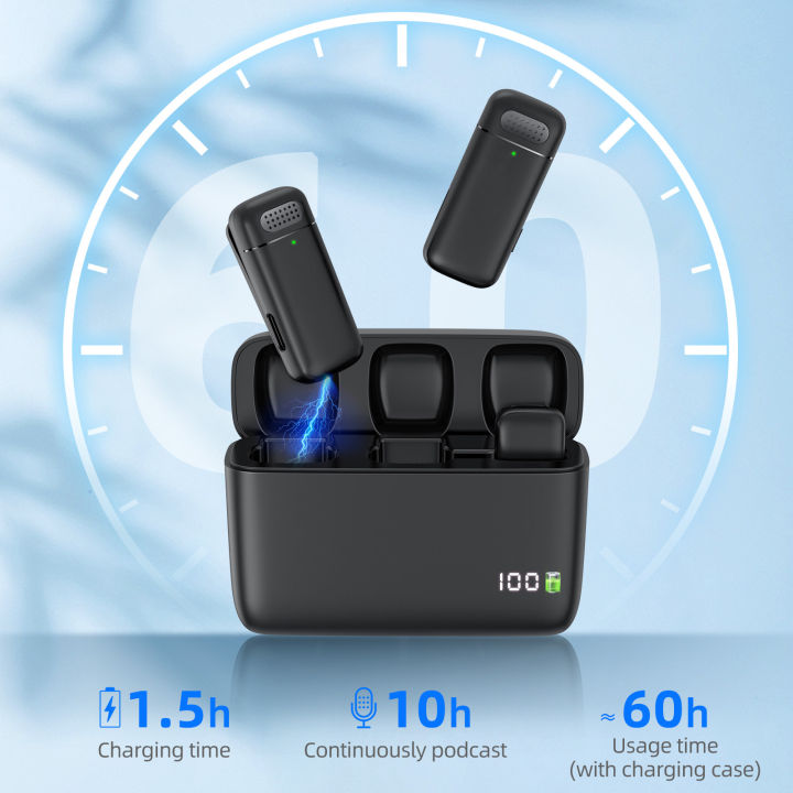 K30 Wireless Lavalier Microphone Charging Case Mic Portable Audio Video ...