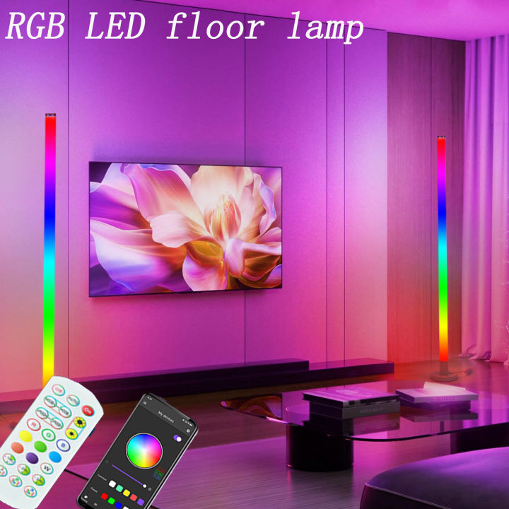 150cm Smart Corner Floor Lamp Dimmable APP Control RGB LED Modern Mood ...