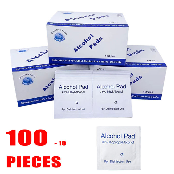 10/100Pcs Disposable Alcohol Cotton Pads Disinfectant Wipe Alcohol ...