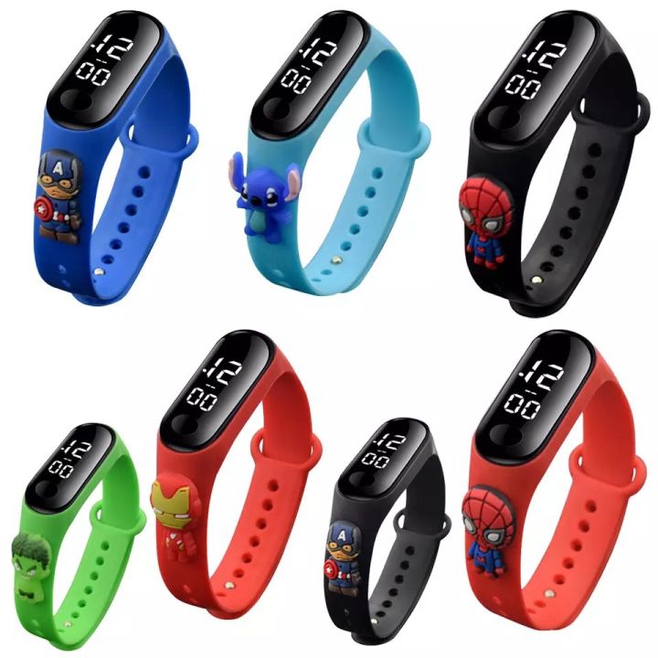 Disney Mickey Minnie LED Touch Watch Iron Man Spiderman hulk Anime ...