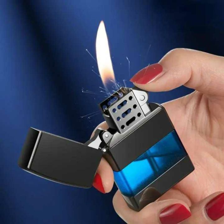 See-through Transom Grinding Wheel Open Flame Gas Lighter Gift Lighter ...