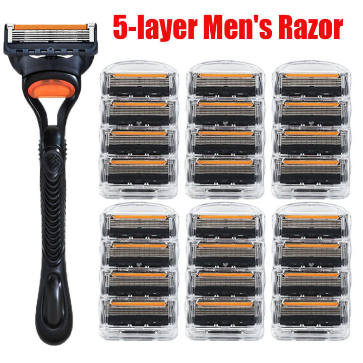 4/12/24 Pcs 5-layer Men's Razor Fusion Pro Power Shaving Shaver Male ...