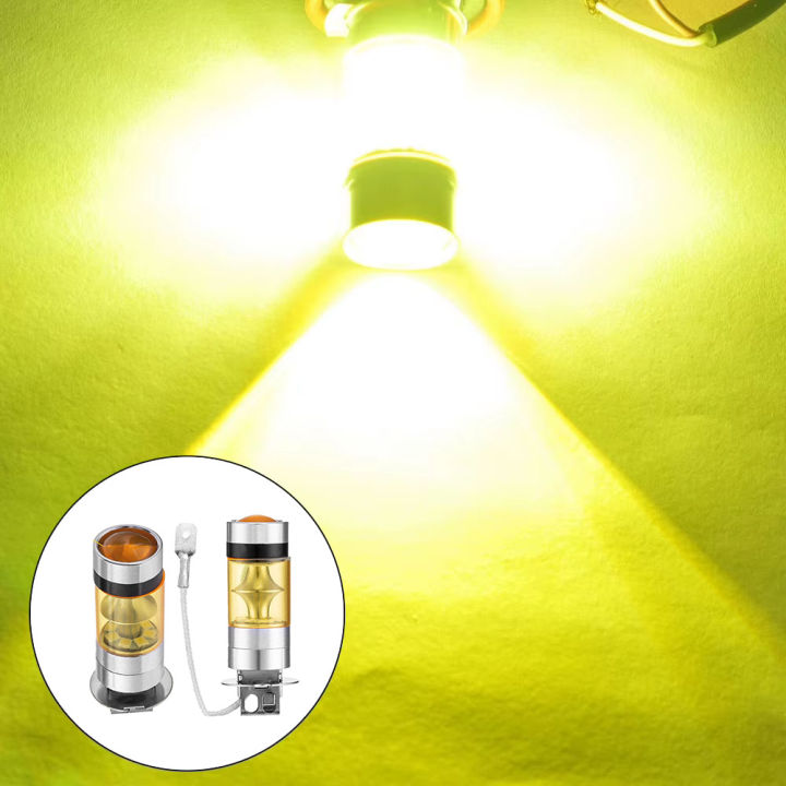 Car Fog Light Bulbs H3 Led Yellow Fog Light Bulbs 4300K 100W 1500LM ...