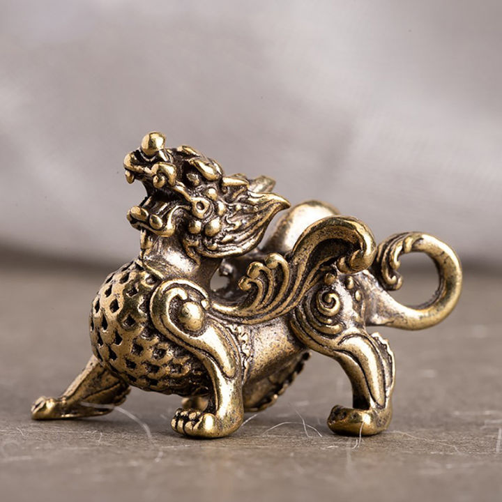 Antique Copper Chinese Mythical Beast Pixiu Miniature Figurines ...