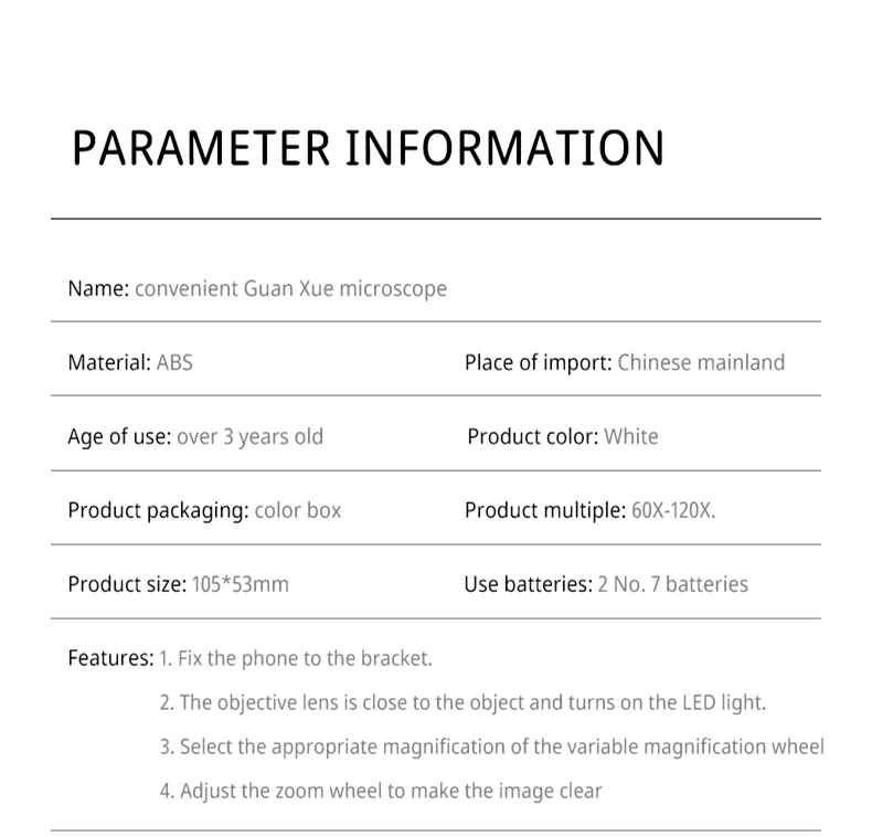Handheld Microscope Kit 60-120x Pocket Microscope Battery ...