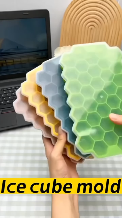 Silicone Honeycomb Ice Tray – Flexible Reusable Ice Cube Mold for Ice ...