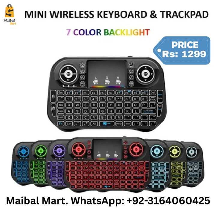 Mini Wireless Keyboard with Touchpad & Backlight – Portable 2.4GHz ...