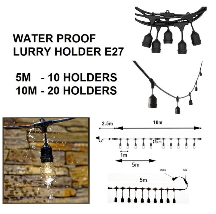 Outdoor Lari String Led Bulb Holders, 5Meter length with 10 Holders ...