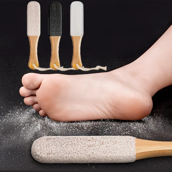 Bamboo Handle Foot File 360° Natural Pumice Stone Exfoliator ...