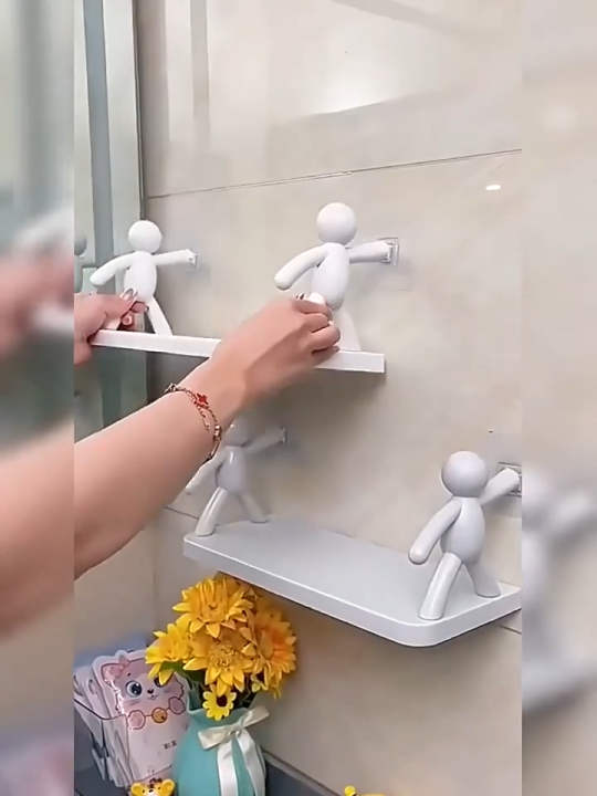 New 1pc DIY Self-Adhesive Storage Shelf with Character Supports – No ...