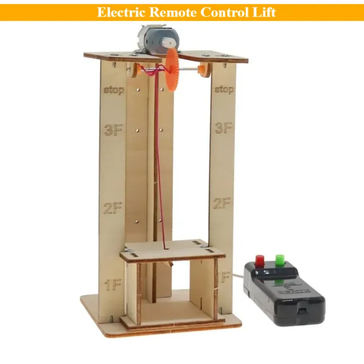 Indoor Handmade Electric Remote Control Lift Elevator Wooden Model Kit ...