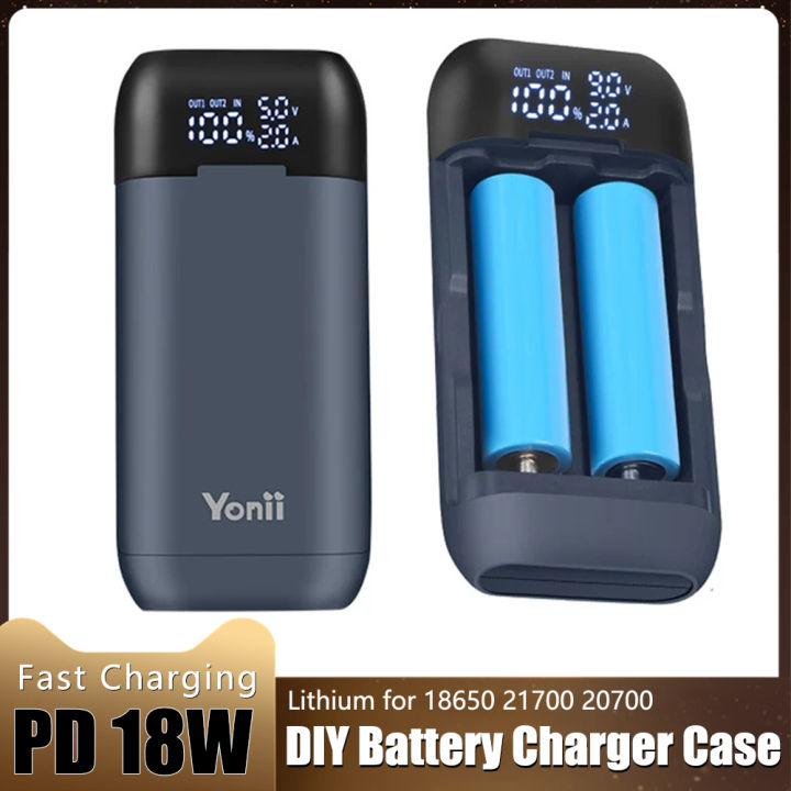 Battery Charger Case 18650 21700 20700 Rechargable Lithium Li-ion ...