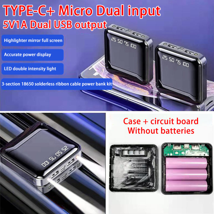 DIY Power Bank Make Battery Pack 2 Input Mirco Type C Portable Battery ...