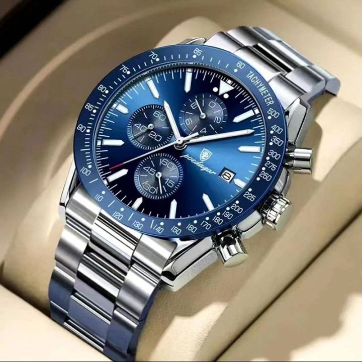 POEDAGAR Blue Men’s Watches Top Brand Luxury Chronograph Watch | Daraz ...