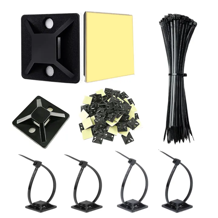 200pcs Adhesive-Backed Mounts Cable Tie Mounts Wire Tie Base Holders ...
