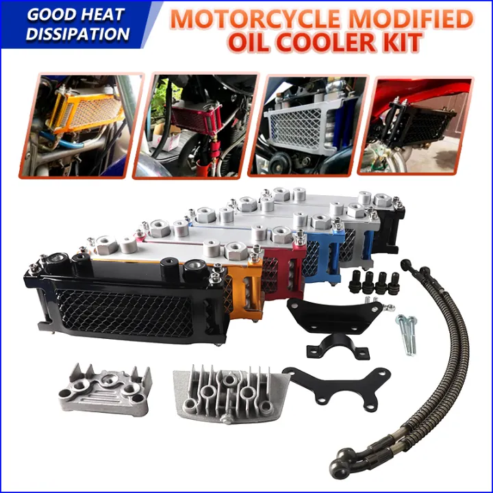 Motorcycle Oil Cooler Oil Radiator Kit For Honda Monkey Yamaha Kawasaki ...