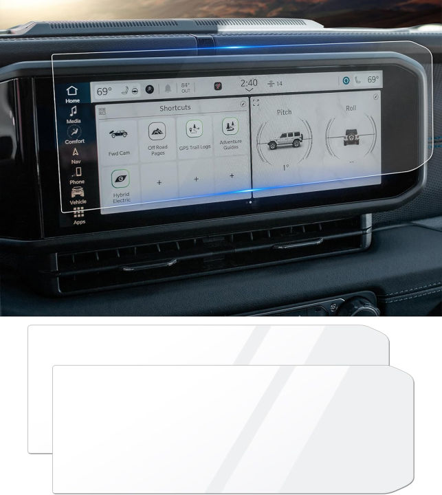 2PCS 12.3 Inch Car Navigation Tempered Glass Screen Protector Film for ...