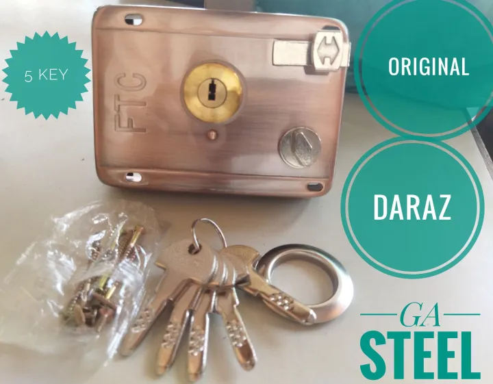 FTC Gate lock with 5 keys#1 main gate lock | Daraz.pk
