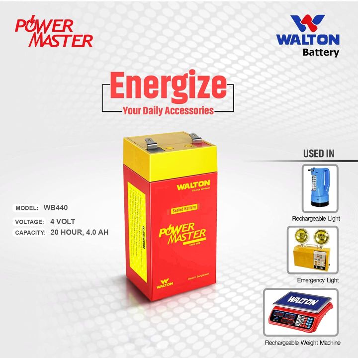 Walton Power Master 4 Volt 4.0 AH Sealed Battery WB440 | Daraz.com.bd