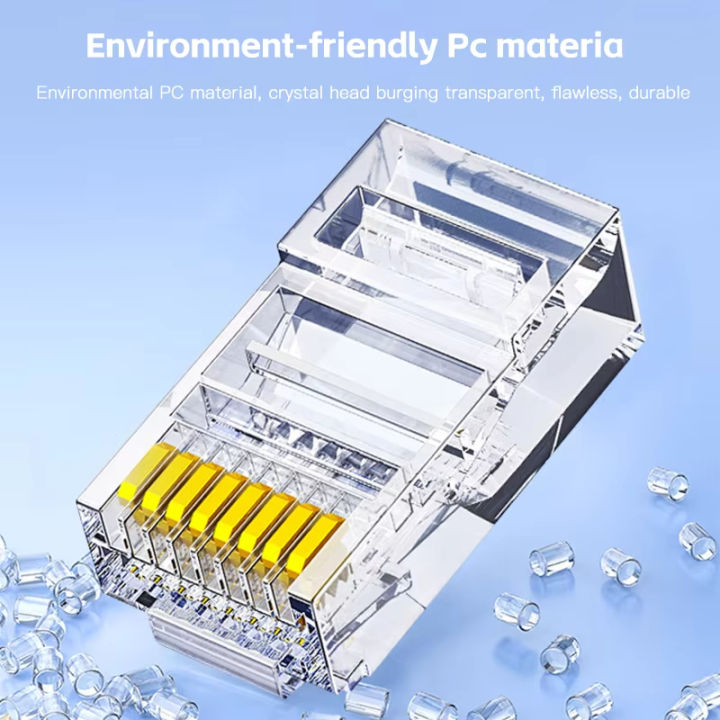 50/100pcs RJ45 Cat6 Pass Through Connector Gold Plated Unmodule Plug ...