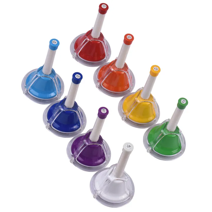 8 Note Diatonic Metal Bell Colorful Handbell Hand Percussion Bells Kit ...