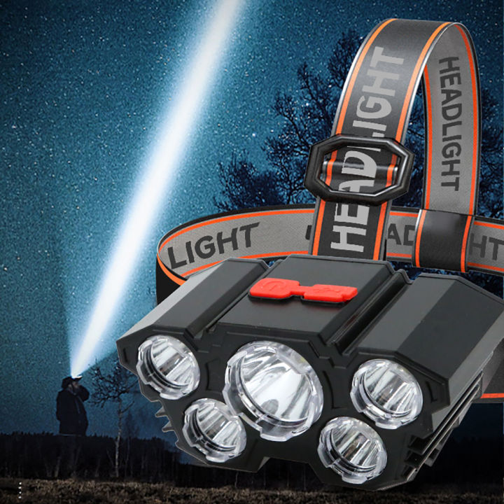 5 LED Headlamp Rechargeable with Built in Battery Strong Light ...