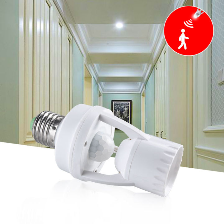 E27 Bulb Socket Lamp Base PIR Human Induction Motion Sensor Bulb Holder ...