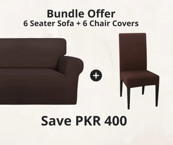 6 Seater Sofa Covers (Standard Size) & Pack of 6 Dining Chair Covers ...