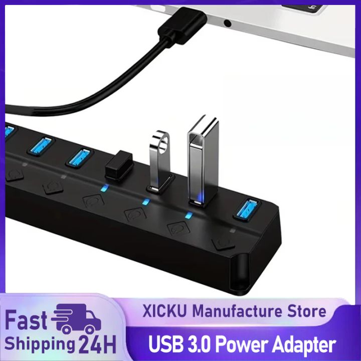 4/7 Port USB 3.0 Hub With LED Indicator Independent Switch Control for ...