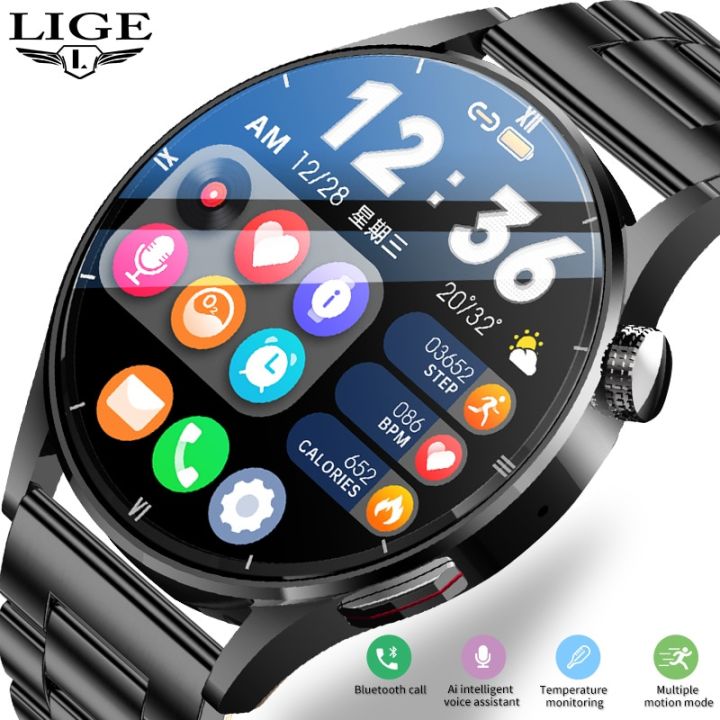 LIGE Smart Watch For Men Full Touch Screen Sport Fitness Watch Man IP67 ...