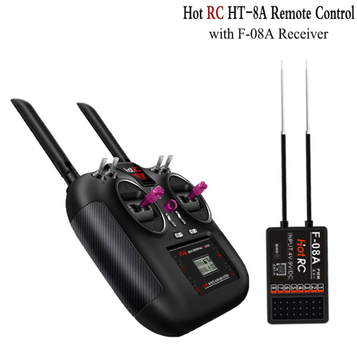 HotRC HT-8A Left Hand 8CH 2.4G PWM Transmitter with F-08A Receiver ...