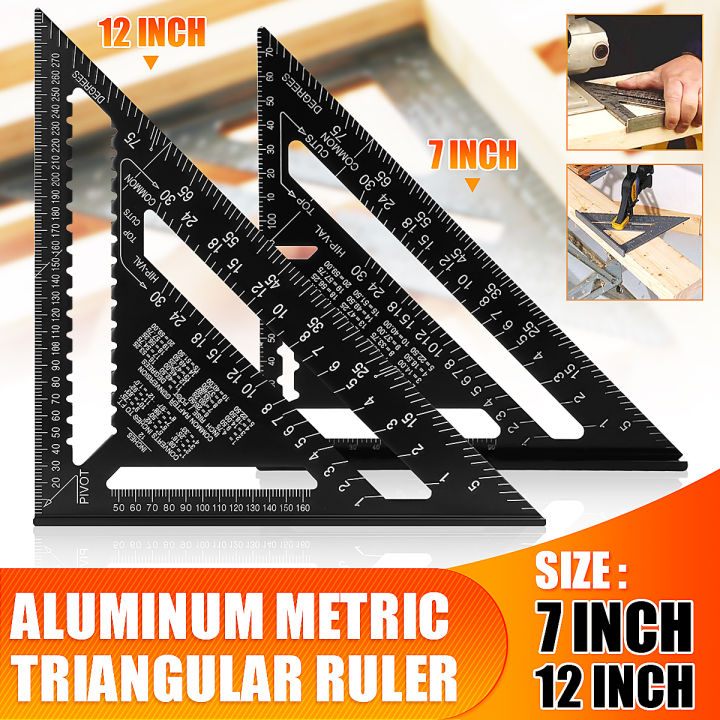 7/12inch Speed Square Metric Aluminum Alloy Triangle Ruler Squares for ...
