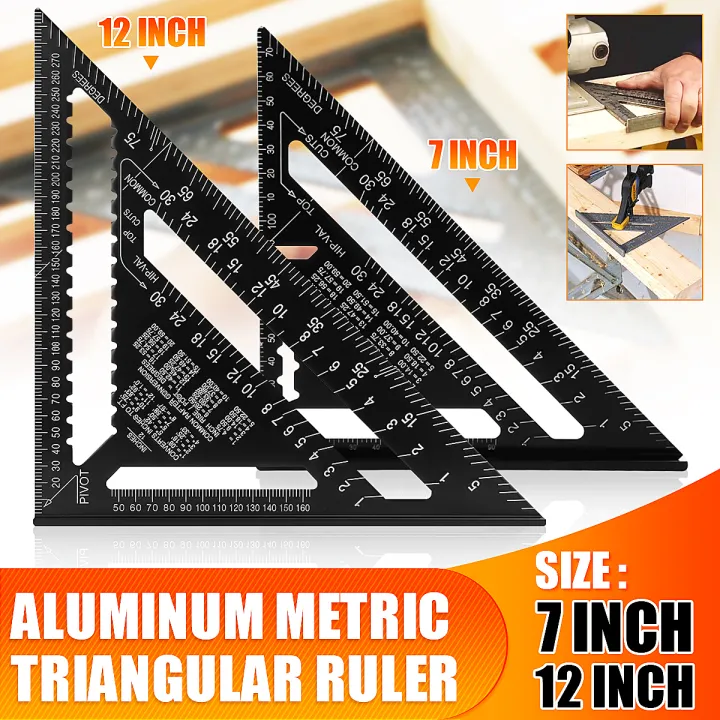 7/12inch Speed Square Metric Aluminum Alloy Triangle Ruler Squares for ...