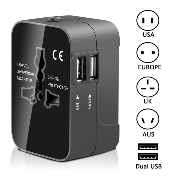 Universal Travel Plug Adapter 2 USB Port World Travel AC Power Charger Adapter AU US UK EU ...