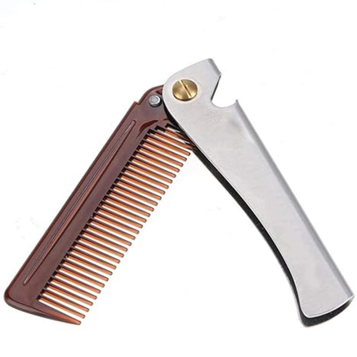Folding hair comb, stainless steel folding beard comb, professional ...