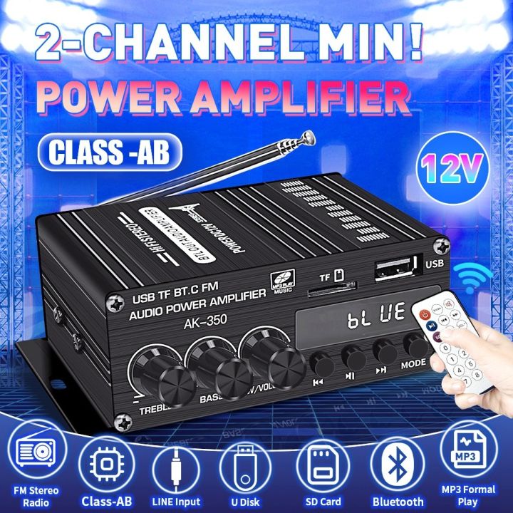 AK-350 HiFi Audio Power Amplifier 2.0 CH Stereo AMP Speaker Bluetooth 5 ...