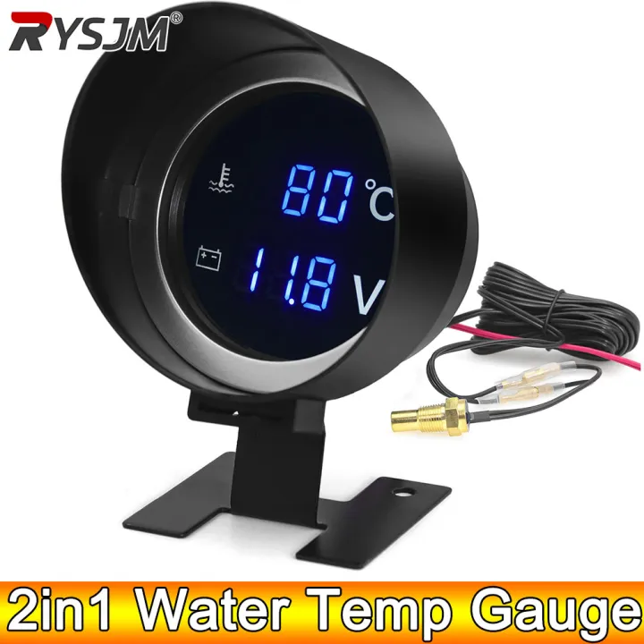 AD 2 in 1 12V 24V Round Led Digital Car Truck Water Temp Gauge ...