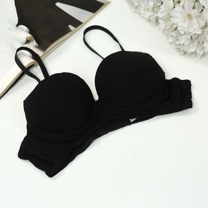Black Cotton Foam Bra with Wire for Women, Adjustable Straps, Multiple ...
