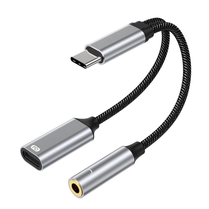 OTG 2 In 1 USB C Splitter to Dual USB C/3.5mm Earphone Jack Audio ...