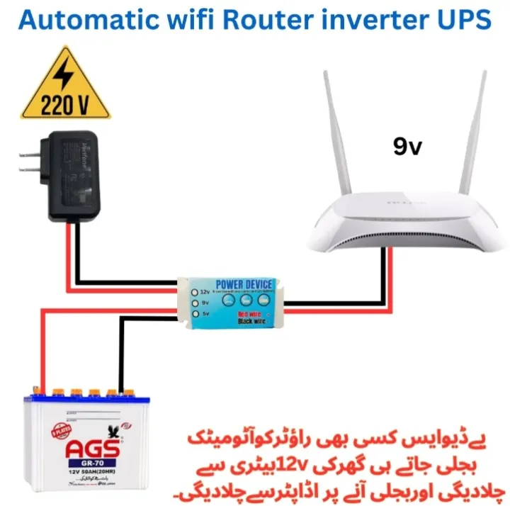 9v Wifi Router inverter UPS | Automatic change over wapda to 12v ...