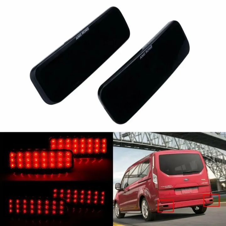 ANGRONG Red LED Rear Bumper Reflector Tail Light Lamp w/ Smoked Black ...