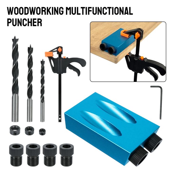 7/14/15Pcs 15 Degrees Pocket Hole Jig Kit Woodworking Hole Drilling ...