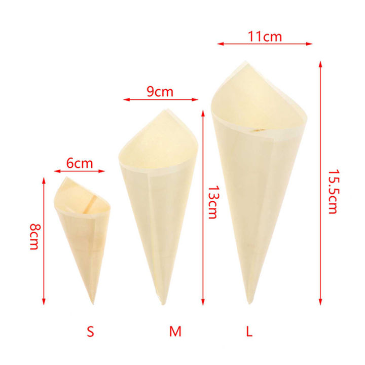 50pcs Cones Candy Boxes Disposable Wood Appetizer Cones Biodegradable ...