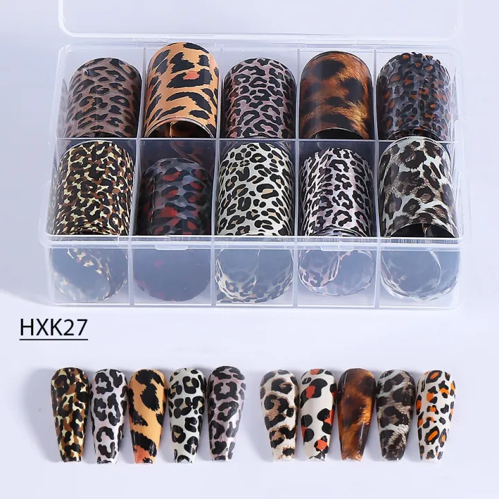 1Box Pink Checkered Pattern Nail Transfer Foils Sticker Design Nail ...
