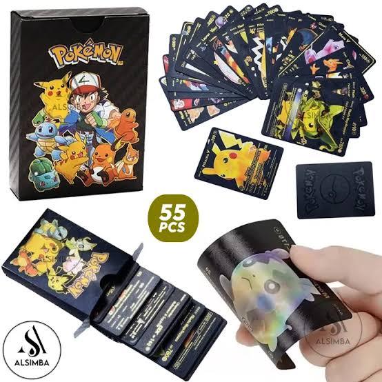 55pcs Pokemon Gold Foil Cards Anime Cartoon Pokemon English Version Tcg ...