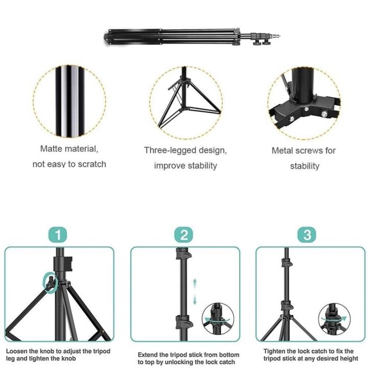 7 Feet Tripod Photography Light Camera Stand Adjustable Height With 1/4 ...