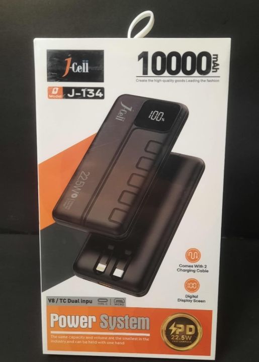 J cell 134 10000 mAh powerbank | Digital display screen with two ...